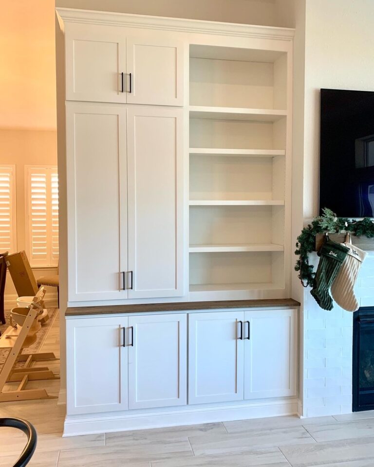 Custom Living Room Built-In Cabinets - First Hand Custom Woodworks